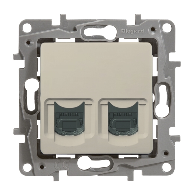 Kompiuterinis lizdas Niloe 2-jų vietų, 2xRJ45, cat6, UTP, kreminis - Helso